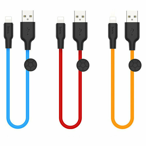 USB кабель HOCO X21 Plus Silicone Lightning 8-pin, 2.4А, 1м, силикон (оранжевый/черный)