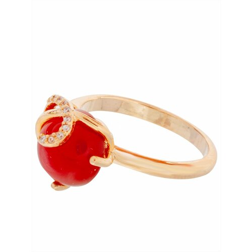 Кольцо помолвочное Lotus Jewelry, агат, размер 19, красный