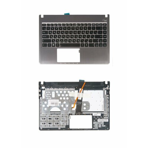 Keyboard / Клавиатура ZeepDeep для ноутбука Asus U47 с топкейсом, с подсветкой, серебристая