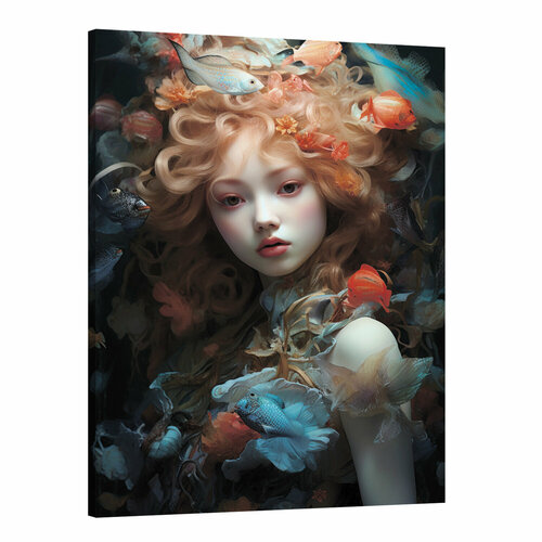 Интерьерная картина 50х70 "Кукла в глубинах океана"