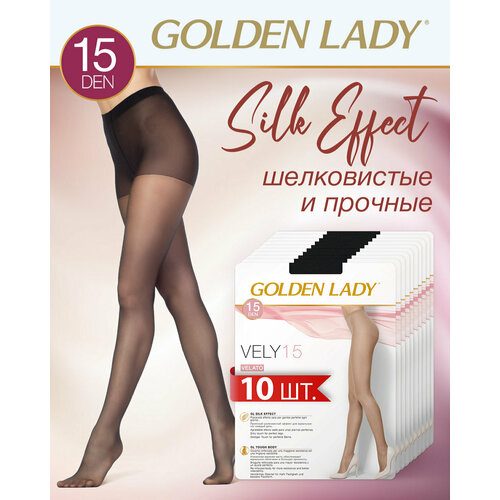 Колготки Golden Lady, 15 den, 10 шт., размер 3, черный