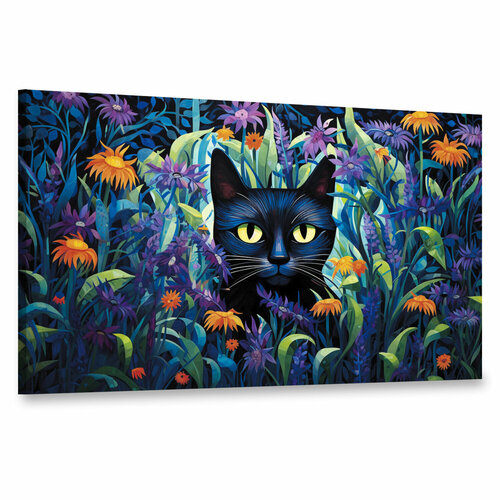 Интерьерная картина 100х60 "Синие коты в полях"