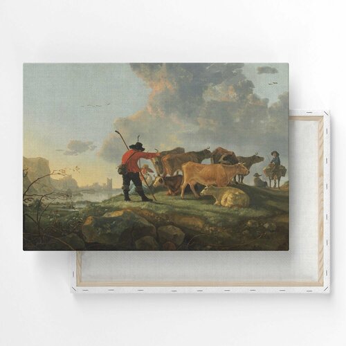 Картина на холсте, репродукция / Альберт Кёйп - Herdsmen Tending Cattle / Размер 30 x 40 см