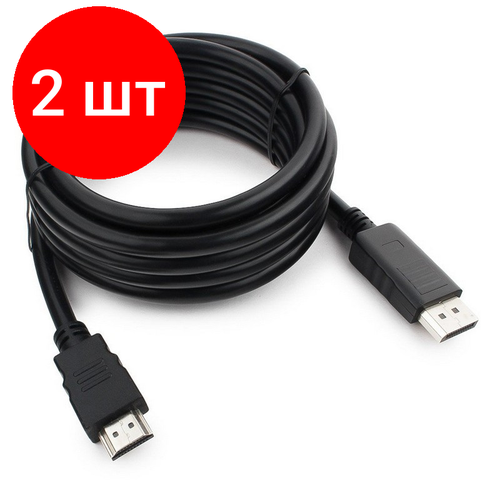 Комплект 2 штук, Кабель DisplayPort - HDMI, М/М, 3 м, экр, Cablexpert, чер, CC-DP-HDMI-3M
