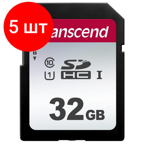 Комплект 5 штук, Карта памяти Transcend 300S SDHC 32Gb UHS-I Cl10, TS32GSDC300S