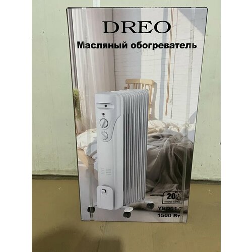 Обогреватель электрический масляный (электрообогреватель) для дома, дачи, офиса, мощность 1500 Вт DERO YBD01-7