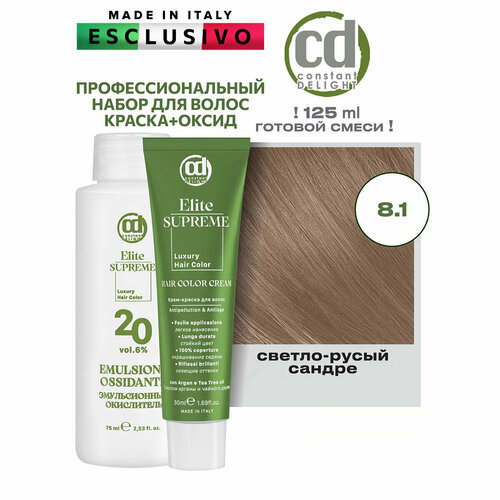 Краска ELITE SUPREME для окрашивания волос CONSTANT DELIGHT 8.1 светло-русый сандре 50+75 мл