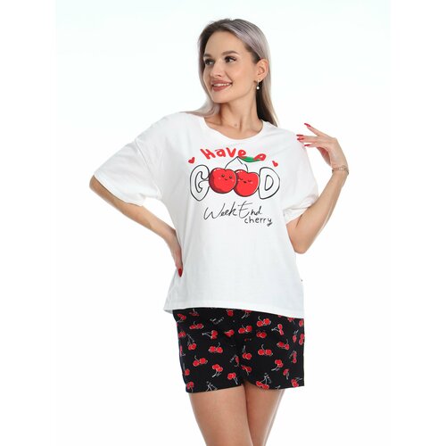Пижама TRIKOTEL, размер 46, красный, белый