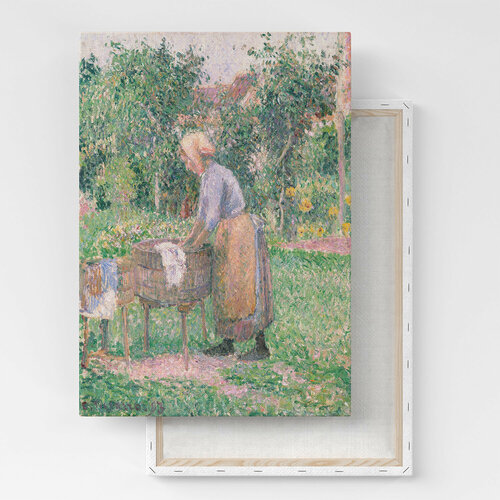 Картина на холсте, репродукция / A Washerwoman at eragny / Камиль Писсарро / Размер 40 x 53 см