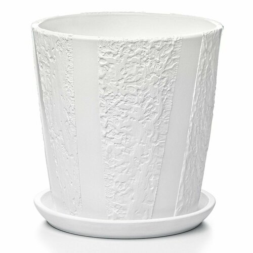 Горшок для цветов керамический "Стрит-3" 1,5л, д15см, h15,5см, форма "Конус", с поддоном, белый