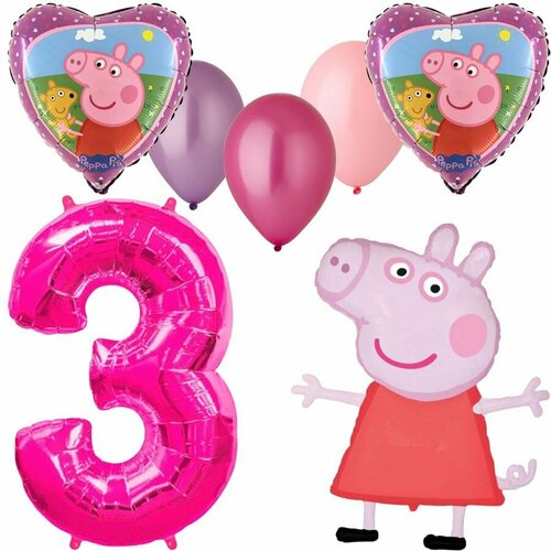 Набор шаров Свинка Пеппа на 3 года девочке