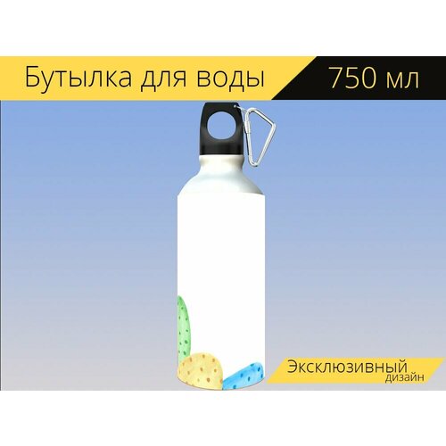Бутылка фляга для воды "Пасхальный, пасхальные яйца, акварель" 750 мл. с карабином и принтом