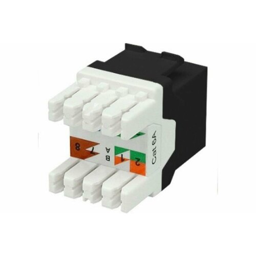 Вставка Keystone Jack RJ-45(8P8C)категория 6a (10G)черная | код. KJ8-8P8C-C6A-180-BK | Hyperline (2шт. в упак.)