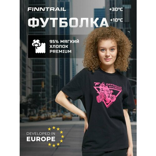 Футболка Finntrail, размер XS, черный, розовый