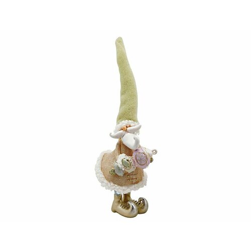 Декоративная фигурка гном С игрушкой в бежевом кафтане, полистоун, 33 см, EDG 684801-95-1