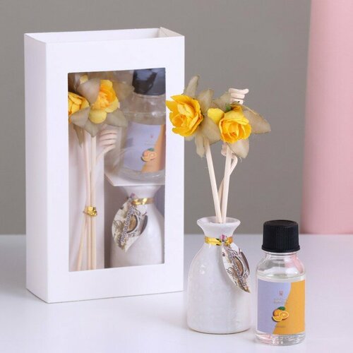 Набор подарочный "Прованс": ваза керамическая, аромамасло апельсин, декор, "Богатство Аромата"