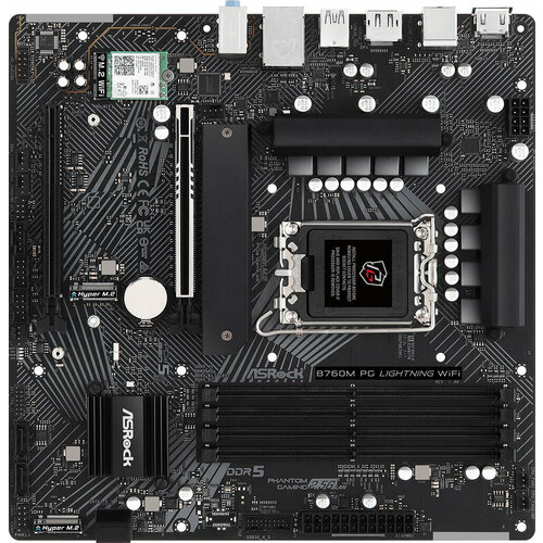 Asrock Материнская плата Asrock B760M PG LIGHTNING WIFI Soc-1700 Intel B760 4xDDR5 mATX AC`97 8ch(7.1) 2.5Gg RAID+HDMI+DP