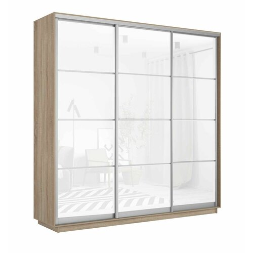 Шкаф для одежды Бонето Лоял 3-х дверный Белые стекла 180х60х220 Сонома