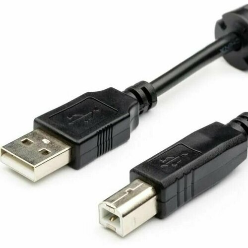 Кабель мультимедийный USB2.0 A вилка- USB Type-B вилка / Шнур для принтера / Чёрный/ Ферритовое кольцо