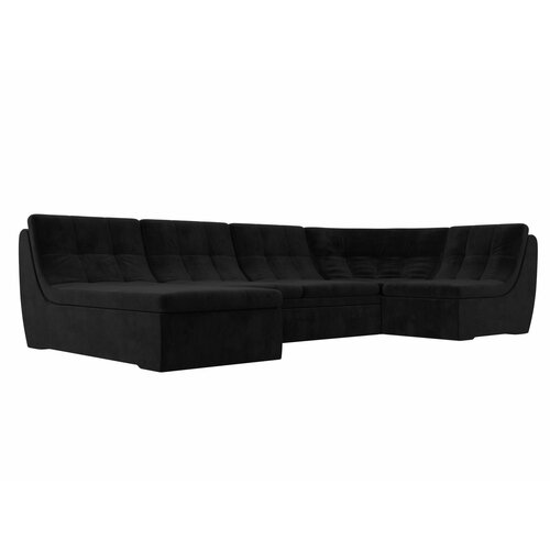 П-образный модульный диван Холидей, Велюр черный