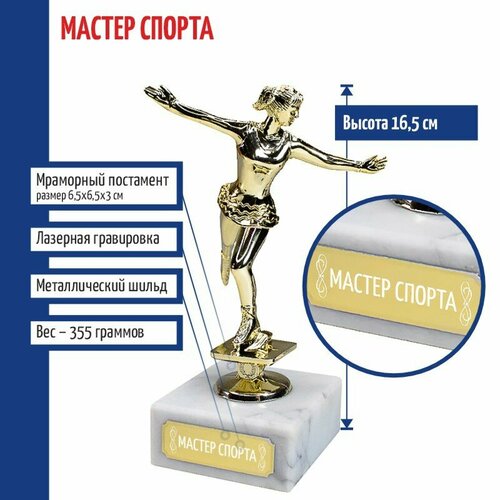 Подарки Статуэтка Фигуристка "Мастер спорта" на мраморном постаменте (16,5 см)
