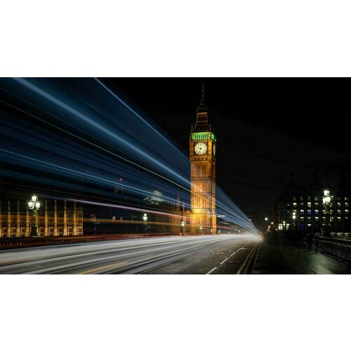 Картина на холсте 110x60 LinxOne "England London ночные" интерьерная для дома / на стену / на кухню / с подрамником