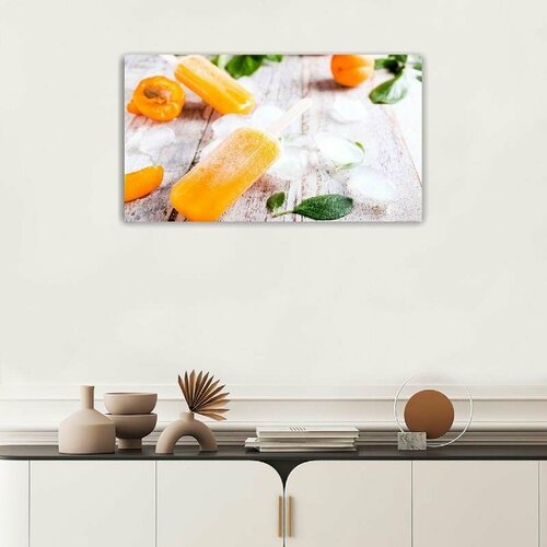 Картина на холсте 60x110 LinxOne "Мороженое абрикос" интерьерная для дома / на стену / на кухню / с подрамником