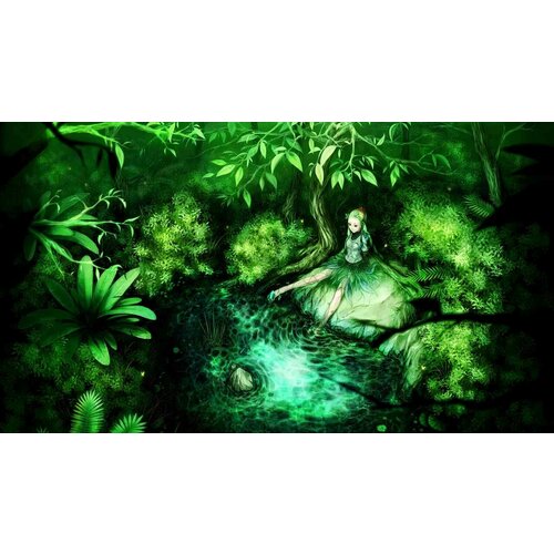 Картина на холсте 60x110 LinxOne "Зелень, фея, пруд, лес" интерьерная для дома / на стену / на кухню / с подрамником