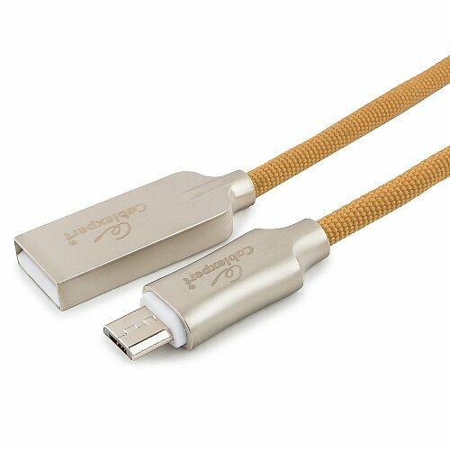Кабель USB 2.0, AM/microB, серия Platinum, нейлоновая оплетка, длина 1,8 м, золотой, Cablexpert