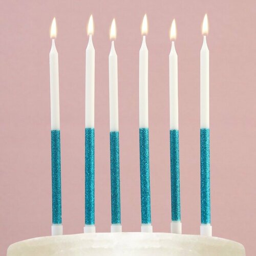 Свечи для торта «В твой день рождения», голубые, 6 шт.