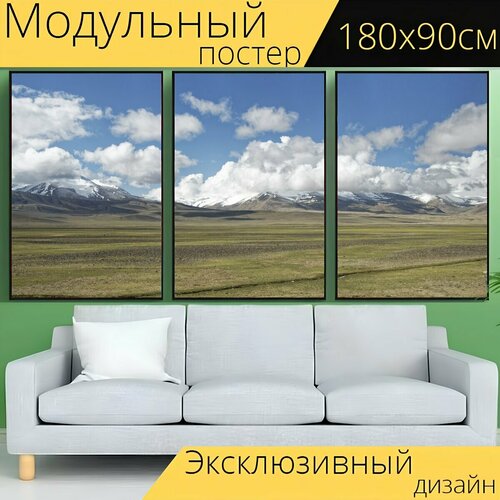 Модульный постер "Таджикистан, бадахшан национальный парк, национальный парк" 180 x 90 см. для интерьера