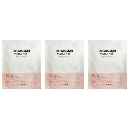 THE SAEM Маска тканевая Derma Skin Mask Sheet - Toning White, 28 гр, 3 шт