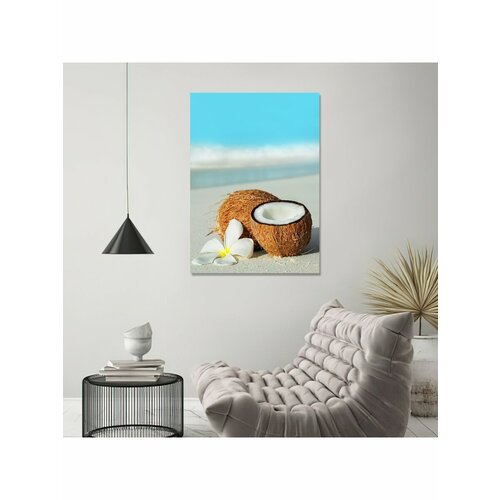 Картина на холсте с подрамником Кокос на море 60х80