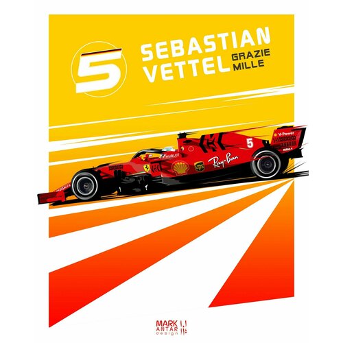 Плакат, постер на бумаге Себастиан Феттель (Sebastian Vettel). Размер 60 на 84 см