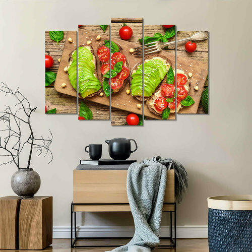 Модульная картина/Модульная картина на холсте/Модульная картина в подарок/тосты с авокадо-avocado toast 150х100