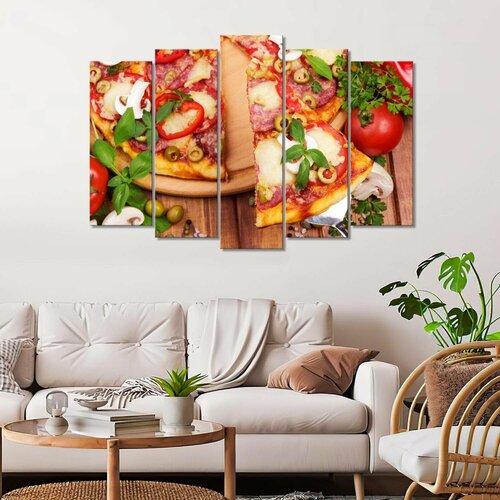 Модульная картина/Модульная картина на холсте/Модульная картина в подарок/румяная пицца-ruddy pizza 125х85