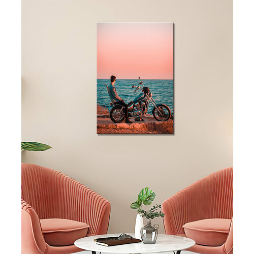 Картина/Картина на холсте для интерьера/Картина на стену/Картина для кухни/ -Турция Анталия море мотоцикл мужчина 50х70