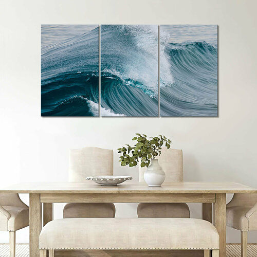 Модульная картина/Модульная картина на холсте/Модульная картина в подарок/красивая волна-beautiful wave 90х50
