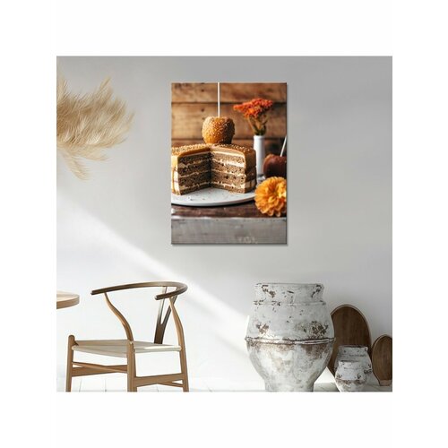 Картина на холсте с подрамником Карамельный пирог 40х60