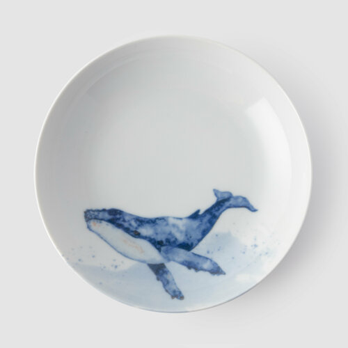 Набор тарелок глубоких, 6 шт, диаметр 20 см, объем 700 мл, тарелки фарфор, цвет белый с рисунком "Кит"