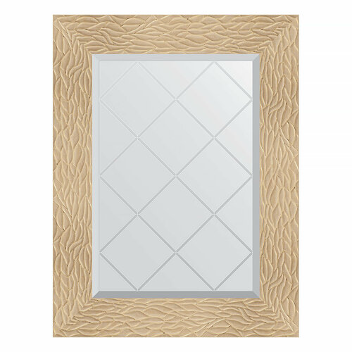 Зеркало настенное с гравировкой EVOFORM в багетной раме золотые дюны, 56х74 см, для гостиной, прихожей, кабинета, спальни и ванной комнаты, BY 4021