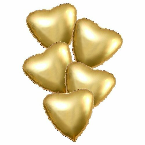 Шары фольгированные 19" «Сердца», набор 5 шт, мистик золото (комплект из 5 шт)