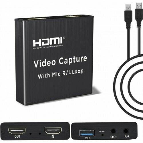 Адаптер видеозахвата HDMI In/Out - USB3.0, mic R/L loop, однонаправленный