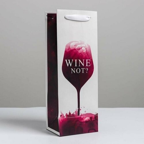 Пакет подарочный ламинированный под бутылку, упаковка, Wine not, 13 x 35 x 10 см (комплект из 14 шт)