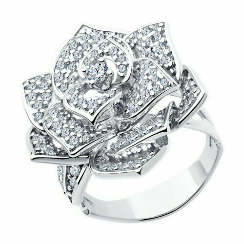 Кольцо Diamant online, серебро, 925 проба, фианит, размер 17, прозрачный