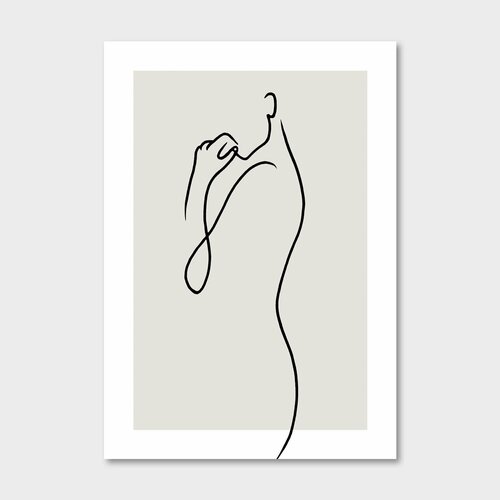 Постер для интерьера Postermarkt, Силуэт девушки из линий, 70х100 см