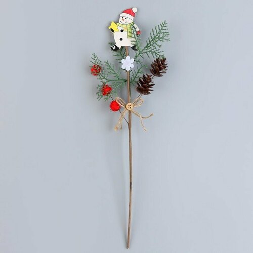 Деревянный декор на палочке «Новый год» 40 × 15 × 3 см, микс (комплект из 13 шт)