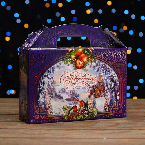 Коробка подарочная "Зимние просторы", фиолетовый, 26 x 7 x 23 см, 5 шт.