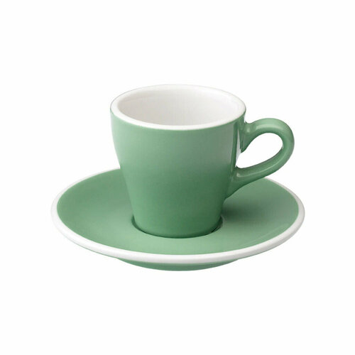 Чашка с блюдцем LOVERAMICS Tulip, 80 мл, фарфор, зеленая (C087-51BMT/C087-52BMT)