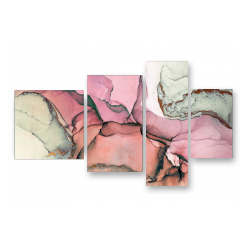 Модульная картина на стекле | Diva Kartina | Абстракция Мрамор. Амарантово-пурпурная дымка | 150X110 см